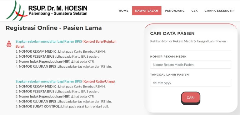 Cara Daftar Online RSUP Dr. Mohammad Hoesin (RSMH) – Tutorly.ID